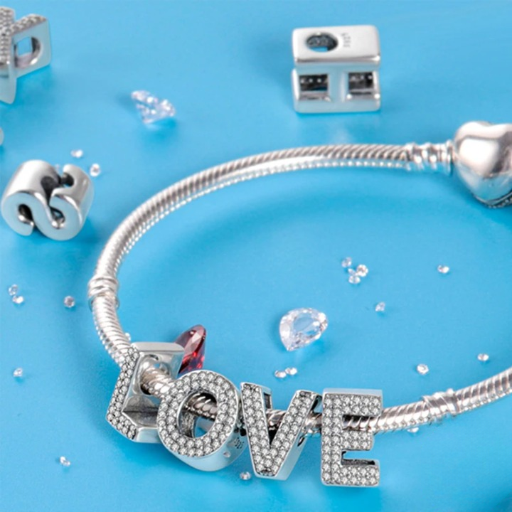 Diamond Letter W Charm | Pandora Bracelet Compatible – Planet Charms