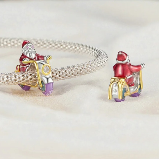 Motorbike Santa Charm | Pandora Bracelet Compatible – Planet Charms
