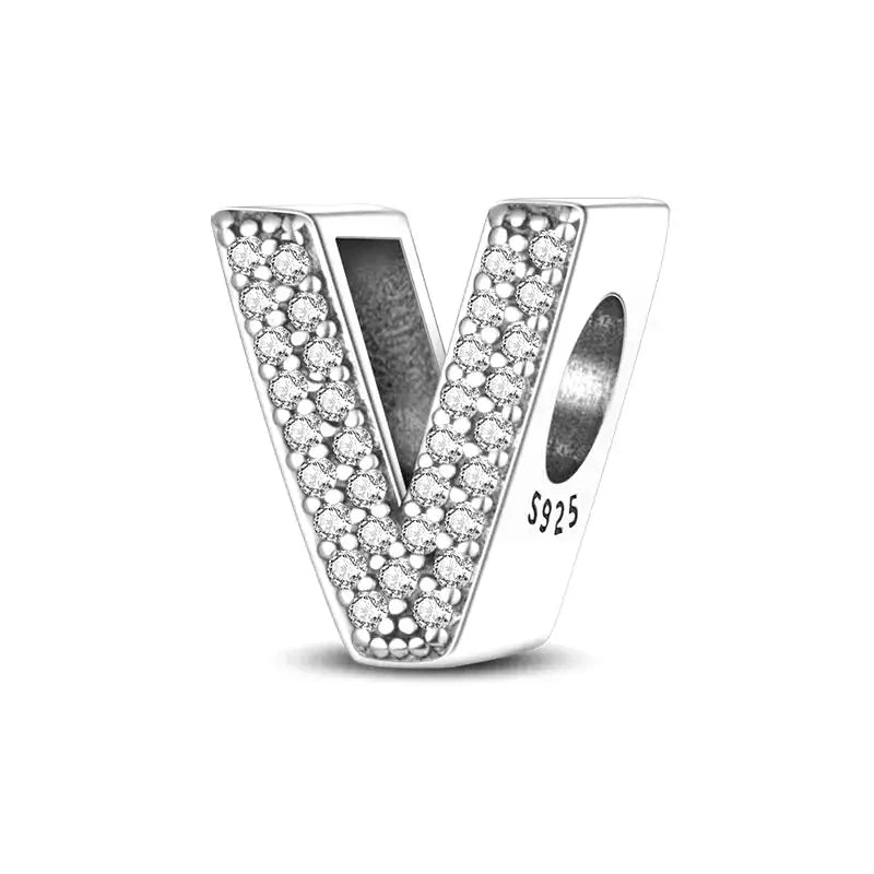 Diamond Letter V Charm 💎 - Fits Pandora Bracelets – Planet Charms